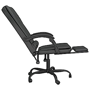 Home Office Chair, Ergonomic Office Chair, Massage Reclining Office Chair Black Faux Leather Suitable for Home Office