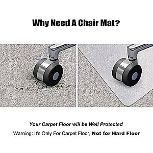 Kuyal Desk Chair Mat for Carpet, 30'' x 48'' Rectangle Transparent Mats for Chairs Good for Desks, Office and Home, Easy Glide, Protects Floors for Low and No Pile Carpeted Floors