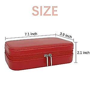 Soddeph Small Jewelry Box, Portable Mini Travel Jewelry Case Storage Organizer, PU Leather Double Layer Jewellery Organizer for Women and Girls Gift (Red)