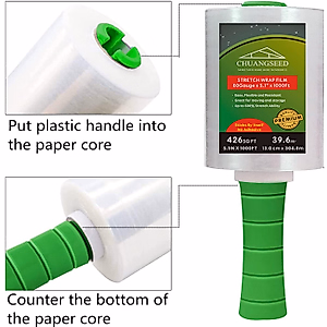 2-Pack Industrial Mini Clear Stretch Wrap Film 80 Gauge 5.1" 1000ft for Pallet Wrap with Plastic Handle,Durable Self-Adhering Packing,Moving,Packaging,Heavy Duty Shrink Film Chuangseed