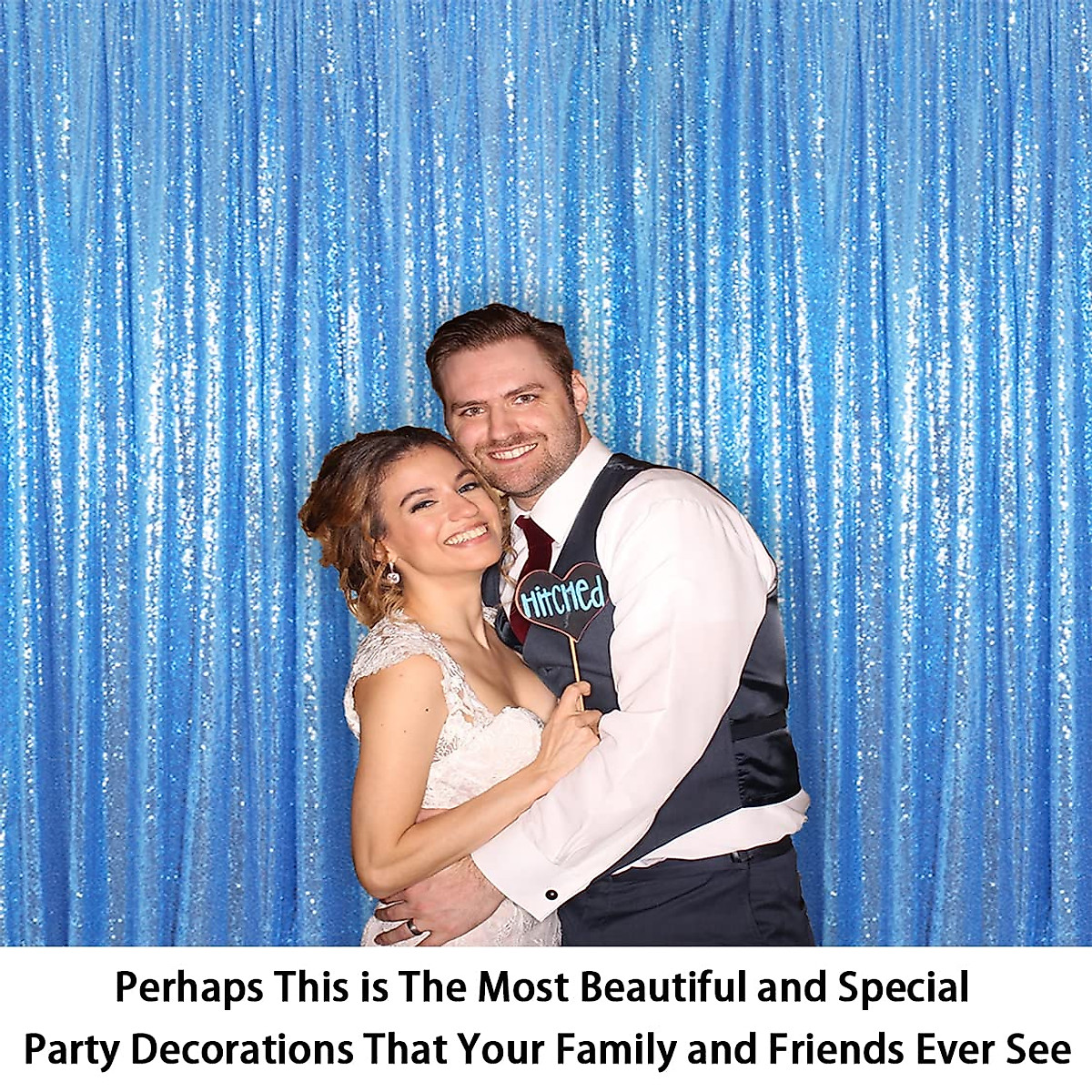 ShinyBeauty 4ft x 8ft Baby Blue Sequin Backdrop Curtain 2 Panels Sequin Wall Panel Backdrop Glitter Curtains Drapes or Parties Wedding Decoration