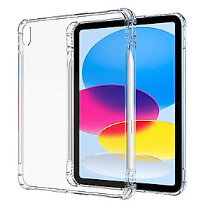 SFFINE Clear Case for New iPad 10th Generation 10.9-inch 2022,Slim Soft Flexible Lightweight TPU Gel Silicone Case Cover Skin with Pencil Holder for iPad 10.9" 10th Gen 2022 (Transparent)
