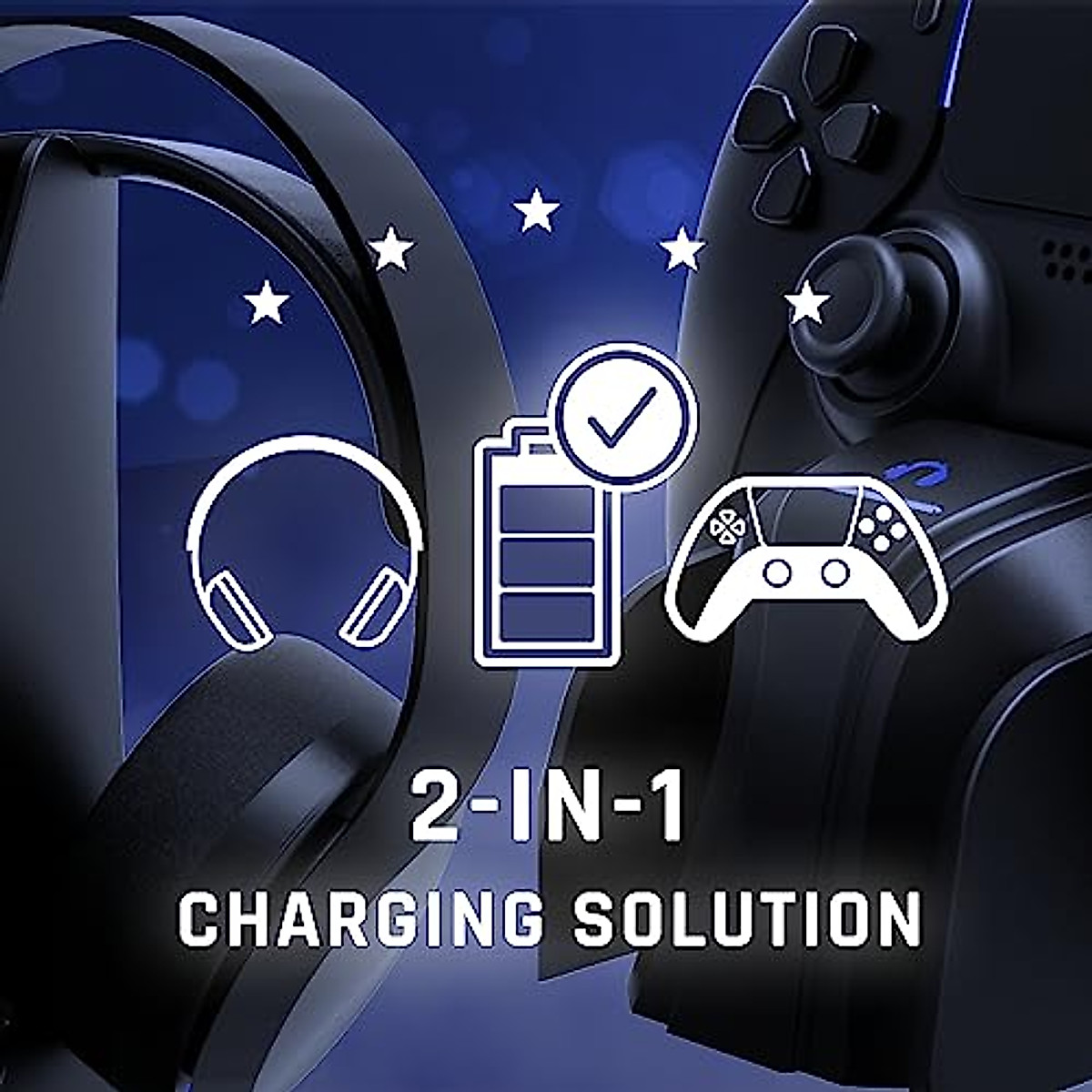 Snakebyte Controller & Headset Charge Station - for Playstation PS5 DualSense - Wireless Headset Charger & Stand - Quick Charge - Accessories, LED Charging Status Indicator - Black