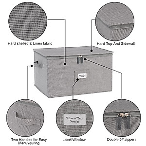 IN.DI&IN.WE Wine Glass Storage Container Stemware,China Storage Containers Set Chest,Wine Glasses containers Case for protect Cocktails and Crystal Glassware Hard Shell moving Box (Grey)
