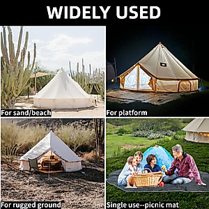 DANCHEL OUTDOOR Waterproof Bell Tent Footprint Round Tarp Camping Accessories, 6m/20ft Large Ground Sheet Black Tarp Canvas Yurt Tent Protector Floor