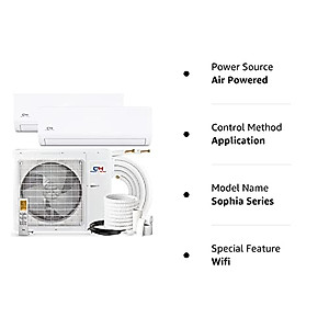 Cooper & Hunter Dual 2 Zone 9,000 + 9,000 BTU Ductless Mini Split AC/Heating System, Pre-Charged, 22.5 SEER, Including 25ft Copper Line Set And Communication Wires