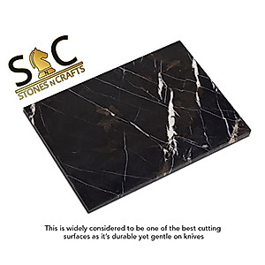 STONES & CRAFTS Marble cutting Board - Marble Chopping Board | Black Cheese Board , Butcher Block with Non-Slip Rubber, Marble Serving Tray for Breakfast , Snacks, Pastries Marble Slab - 8 x 11