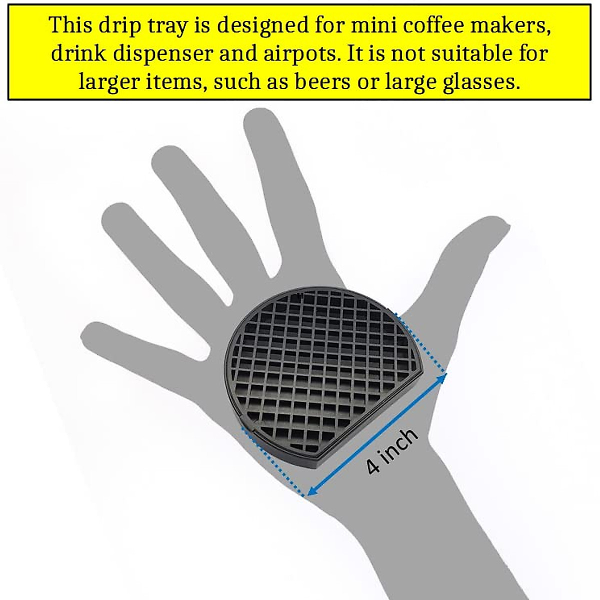 Coffee Drip Catcher 4 inches Small Drip Tray for Drink Dispenser Espresso Machine Carafe Tea Station Water Urn Durable ABS Plastic, Black, PDT0627S