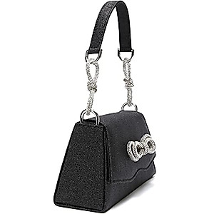 YIKOEE Sparkly Rhinestone Bow Evening Bag Clutch Purses for Women (Black)