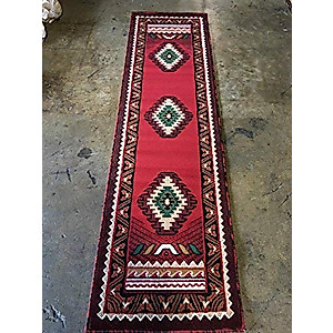 South West Native American Runner Area Rug Red Design D143 (2ft.x7ft.)