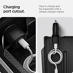 Spigen Armrest Console Organizer (Carbon Edition) Designed for Tesla Model 3/Y 2024/2023/2022 [Not Compatible with Model 3 2024 Refresh]