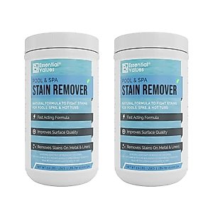 Essential Values Swimming Pool & Spa Stain Remover (2 LBS) - Compatible with Vinyl Liners, Fiberglass & Metals - Effective Formula Removes Rust & Tough Stains