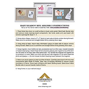 Baby Shadow Box Display Frame for Photo, Printed Graphic Info Insert & Magnet Mounted Keepsakes (Gray Linen Mat, Blank Graphic Info Insert)