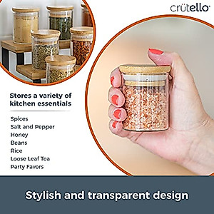Crutello 20 Pack 2.5 Oz Mini Spice Jars with Bamboo Lids, Dishwasher Safe Jars for Spices, Honey, Beans, Rice, Party Favors
