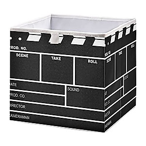 DOMIKING Film Clap Board Storage Bins for Closet Shelves Bedroom Foldable Fabric Storage Basket with Sturdy Handle Organization Baskets Cubes 11 Inch