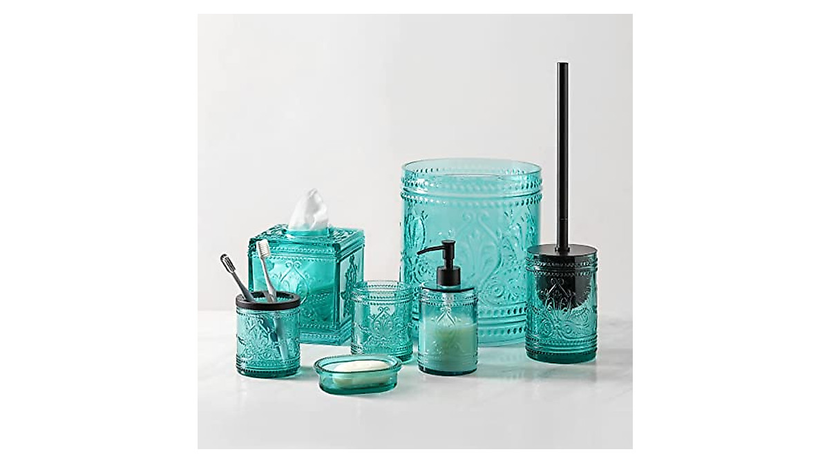 Teal Blue Bathroom Accessories Set - 4PCs Stylish Design