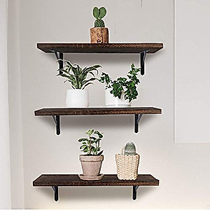 Kosiehouse Floating Shelves for Walls, Wall Mounted Rustic Shelf Hanging Wall Decorative Shelves Display Ledge Storage Rack, NOT Recommended for Plaster Wall Dry Wall, 2 Ways of Mounting, Set of 3