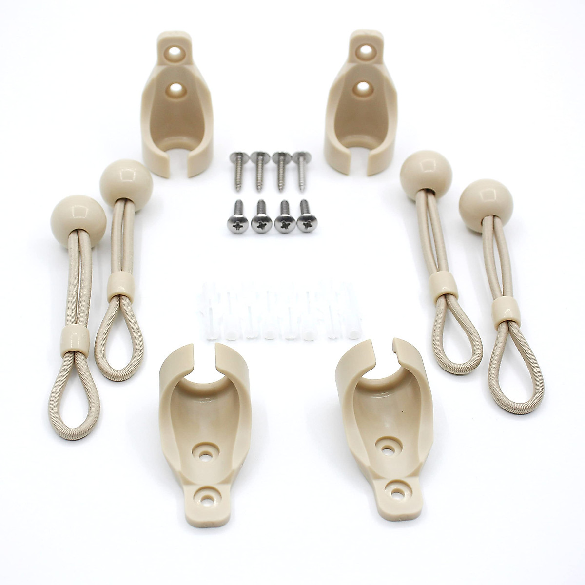 Universal Bungee Kit for Sun Shades Blackout Roller up Blinds (Dark Beige, Bungee kit 2 Pack)