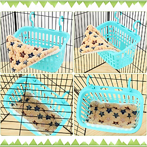 Geetery 5 Set Rat Hammock for Cage Chew Proof Rat Toys Warm Bed, Small Animal Hanging Basket Ferret Cage Accessories and Habitats Removable Nest Mat for Hamster, Sugar Glider, Hedgehog (Paw, Star)