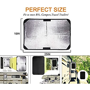 RV Window Shade, RV Door Window Shade Cover 16''x 25'', Camper Window Coverings for Travel Trailers, Sun Blackout Fabric, UV Rays Protection, Waterproof (2Pack)