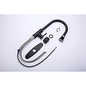 GUSITE Kitchen Sink Faucet, 304 Stainless Steel Single Handle Pull Out Kitchen Faucet with Pull Down Sprayer, Deck Plate, 1 or 3 Hole for Camper Farmhouse RV Kitchen Sink