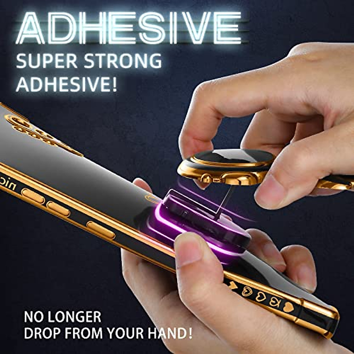 Buleens for OnePlus Nord N200 5G Case with Astronaut Stand, Girls Women Nord N200 5G Cases, Cute Girly 6D Outer Space Heart Pattern Phone Cover for OnePlus Nord N200 5G 6.49 Inch Black