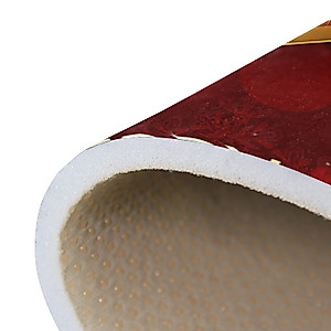 ALAZA Merry Christmas Snowflake Ball Snow Red Non Slip Area Rug 7' x 5' for Living Dinning Room Bedroom Kitchen Hallway Office Modern Home Decorative