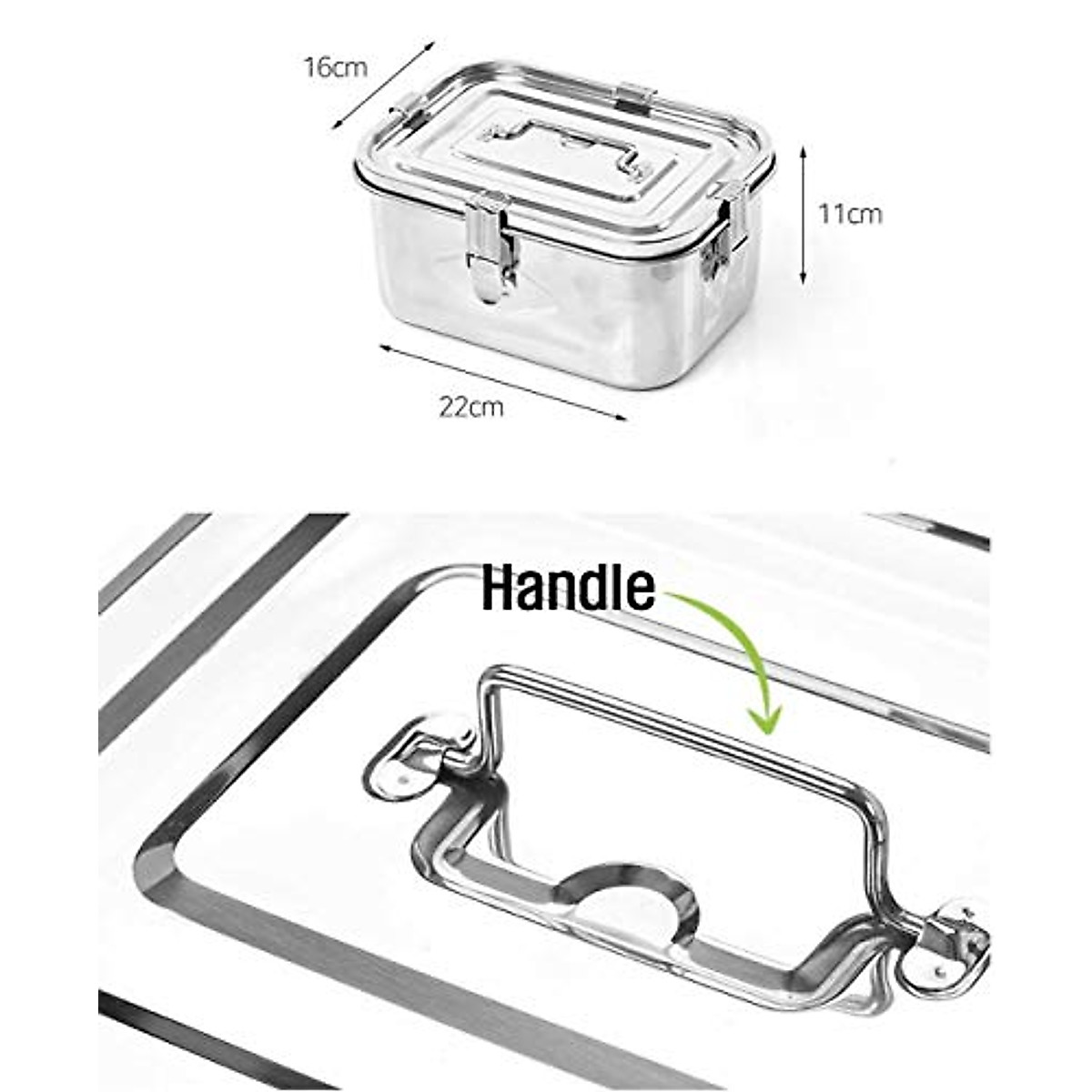 Stainless Steel 101oz (3L) Rectangular Kimchi Food Leakproof Airtight Storage Container Saver