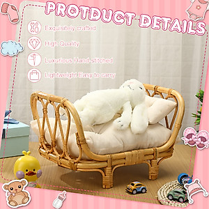 Thyle Newborn Photography Props Bed Rattan Baby Bed with Mattresses and Pillows Baby Photoshoot Props Handcrafted Boho Baby Crib Photo Studio Prop Newborn Bed Prop