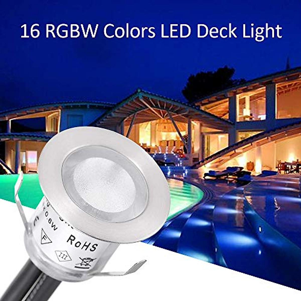 Lixada Recessed LED Deck Light 16 RGBW Colors/4 Lighting Modes Remote Control IP67 Waterproof LED in Ground Lights for Outdoor Yard Garden Stair Patio Pool Deck Kitchen -10Pack - RGBW Colors (30mm)