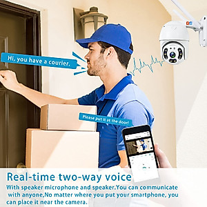 Sunrain Wireless 5G Outdoor Security Camera, HD 1080P Waterproof Surveillance Camera with Motion Detection PTZ Speed Dome Night Vision 2-Way Audio,Support Dual Band 2.4G/5G WiFi