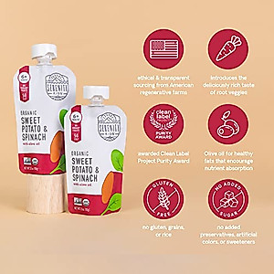 Serenity Kids 6+ Months Baby Food Pouches Puree Made With Ethically Sourced Meats & Organic Veggies | No Sugary Fruits or Added Sugar | Allergen Free | 3.5 Ounce BPA-Free Pouch | Variety Pack | 8 Count