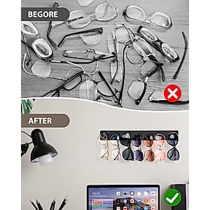 SILFGRLF Sunglasses Holder Organizer, 2 Pack Acrylic Sunglasses Organizer Wall Mounted Eyeglasses Display Holder Eyewear Glasses Hanging Rack for Entryway Living Room Bedroom (Black)