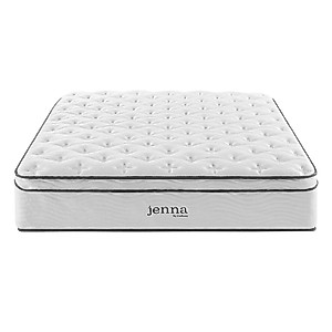 Modway Jenna 14” Innerspring and Memory Foam King Mattress With Individually Encased Coils, White