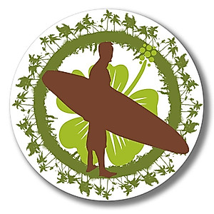 Surf Hibiscus Flower Surfer Sticker for Scrapbooking, Calendars, Arts, Kids DIY Crafts, Album, Bullet Journals 50 Pack