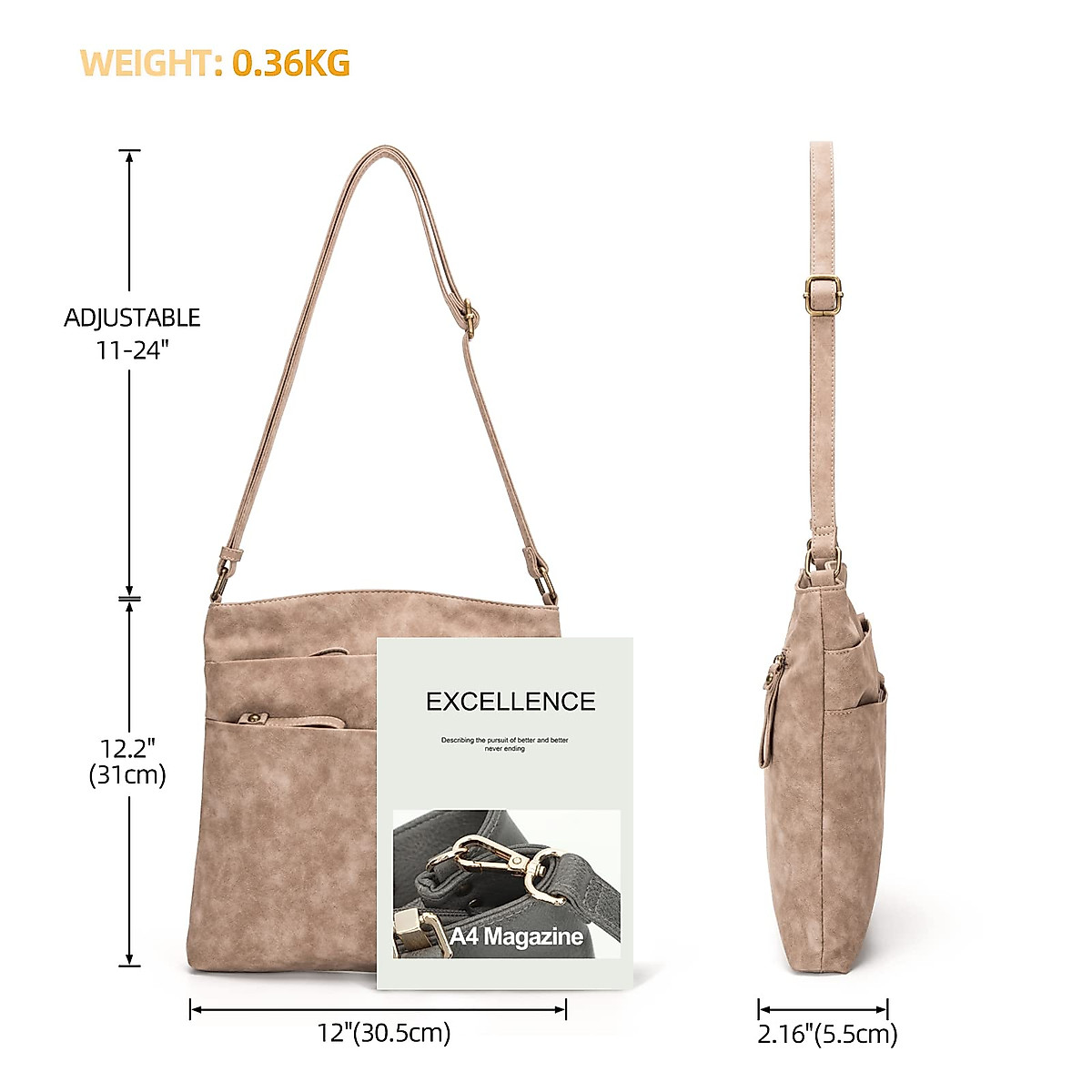 KouLi Buir Crossbody Purse for Women, Soft PU Leather Shoulder Handbags Crossover Bags with Multi Pocket