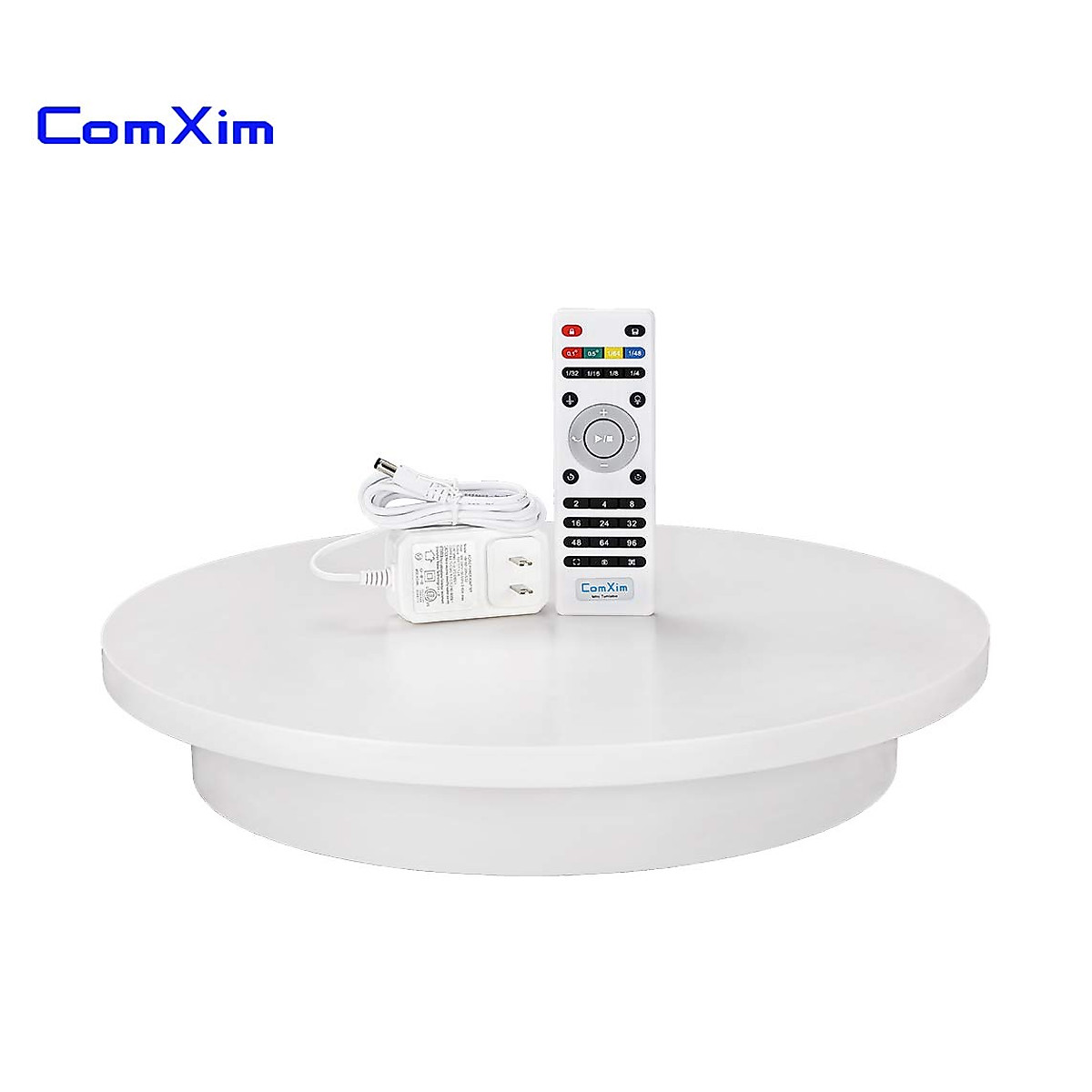 ComXim Professional 360 Degree Photography Turntable for Product Photography, 15.8in(40cm) Diameter,Automatic Remote Control Angle,Speed,Direction, Various Rotation Mode (White)