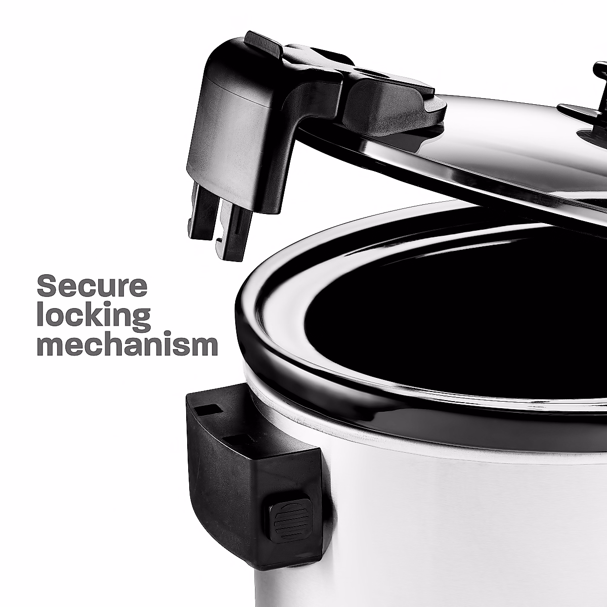 Magic Mill 8.5 Quart Extra Large Programmable Slow Cooker with Digital Adjustable 20 Hour Timer, 3 Cooking Settings, Brushed Stainless Steel, With Intelligent Lid Lock