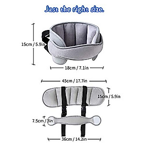 Car Head Support Toddle Car Neck Relief Baby Child Car Seat Adjustable Head and Neck Support Band - A Comfortable Sleep Solution (Gray)