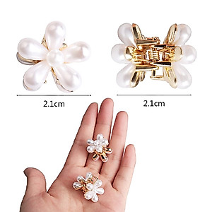 10 Pcs Mini Pearl Hair Clips, Bangs Flower Pearl Hair Clip Mini Flower Pearl Wedding Artificial Pearl Hair Clips for Women Girls Mother's Day Gift(Claw clips)