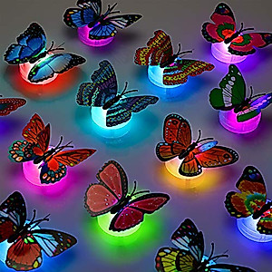Honoson 3D LED Butterfly Decoration Night Light Sticker Single and Double Wall Light for Garden Backyard Lawn Party Festive Party Nursery Bedroom Living Room (24)