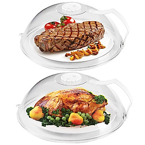 Igikzz 2 Pack Large Microwave Splatter Cover, Transparent Cover, Microwave Plate Cover Lid with Handle and Adjustable Steam Vents Holes Keeps Microwave Oven Clean