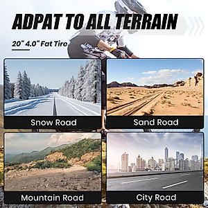 1200W Electric Bike for Adults 30Mph, 20" x 4.0 Fat Tire Electric Mountain Bike, Ebike Removable 48V/15AH Battery, E Bike Full Suspension Shimano 7 Speed Electric Bicycle for Snow Beach Mountain