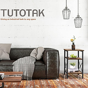 TUTOTAK 3-Tier Tall Nightstand, End Table, Side Table for Small Spaces, Couch Side Table, Steel Frame, for Living Room, Study, Bedroom TB01BB018
