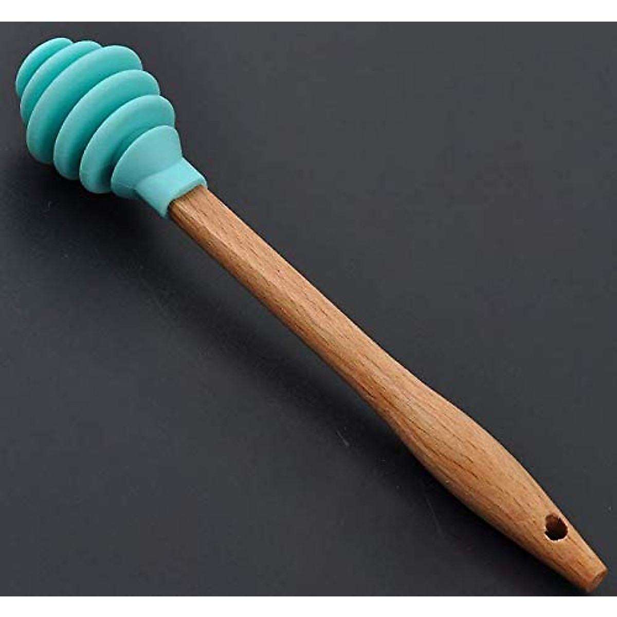 UgyDuky 2 Pack Silicone Honey Dipper Spoon Drizzle Stick Honey Mixing Stirrer Dip Spiral Server Kitchen Gadget Tool (Random Color Delivery)