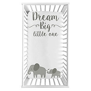 Sweet Jojo Designs Elephant Boy or Girl Fitted Crib Sheet Baby or Toddler Bed Nursery Photo Op - Grey and White Watercolor Jungle Safari