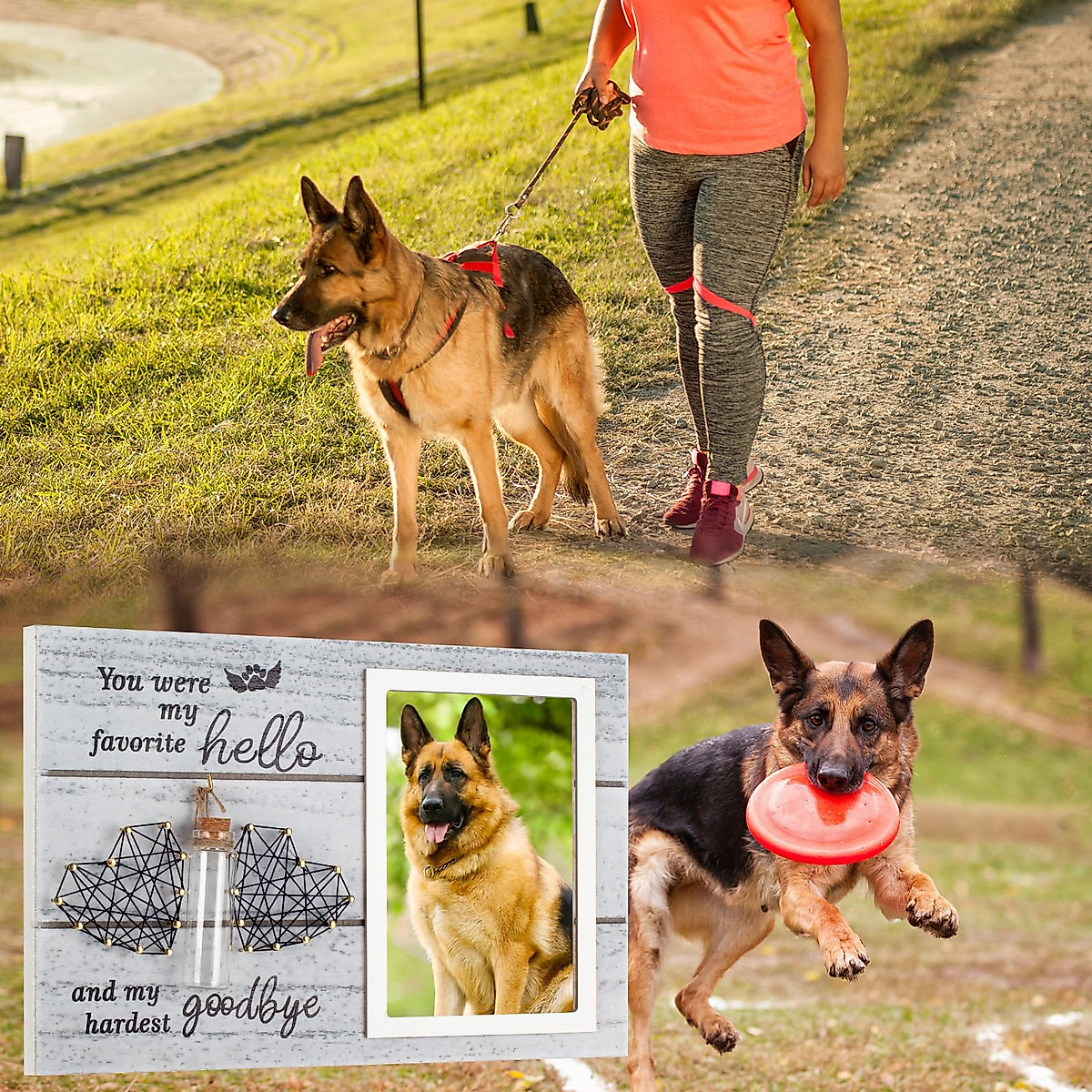 Ourea Dog Memorial Picture Frame - Dog Memorial Gifts with Pet Urns for Dogs Ash, Dog Picture Frames for Dogs That Passed - Pet Memorial Frames for Loss of Dog, Pet Memorial Frame