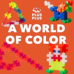 PLUS PLUS Big - Open Play Set - 100 Piece - Neon Color Mix, Construction Building Stem/Steam Toy, Interlocking Large Puzzle Blocks for Toddlers and Preschool