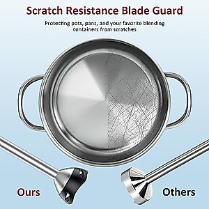 BEEWEEL Immersion Blender - 800 Watts Scratch Resistant Hand Blender, 15 Variable Speeds & Turbo Hand Mixer, 4-in-1 Heavy Duty Copper Motor Handheld Blender with Egg Whisk,Chopper and Coffee Grinder