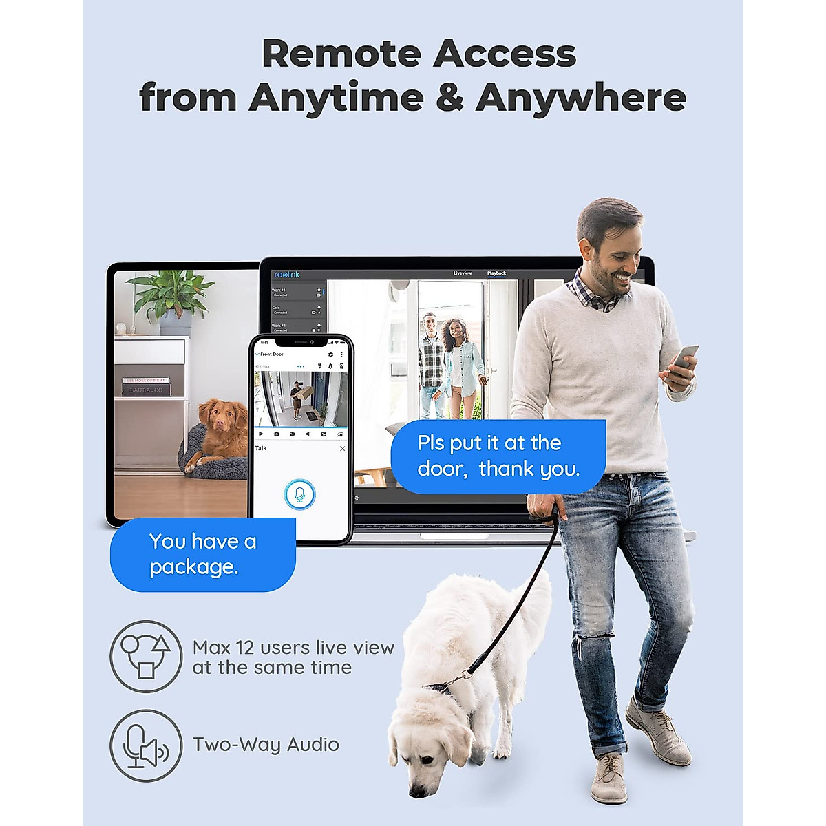 REOLINK 2K 4G LTE Cellular Security Camera Wireless Outdoor with Dual Lens 150° Wide Angle, Rechargeable Battery, Color Night Vision, Human/Vehicle Detection, Two-Way Talk, Duo 4G